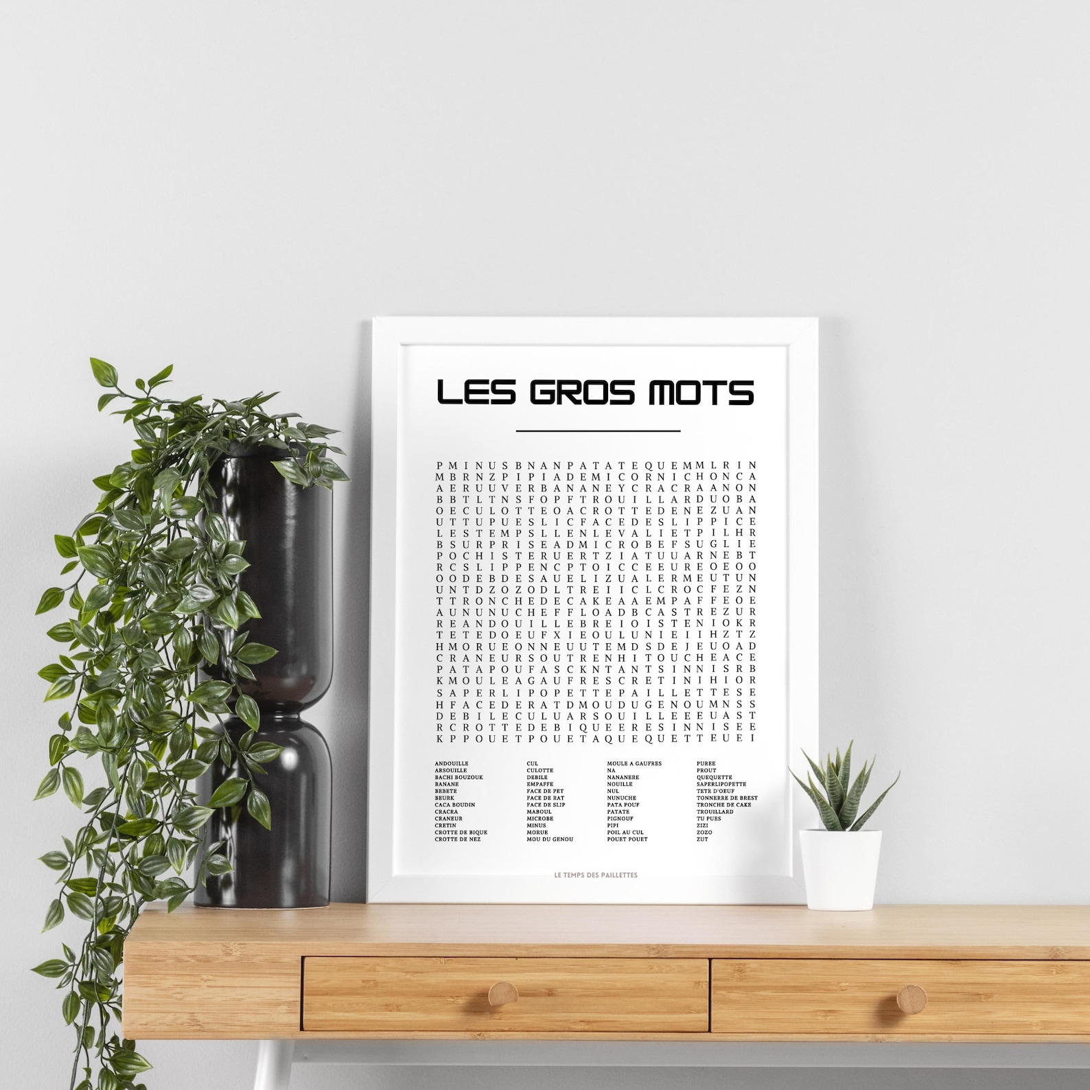 Affiche Mots mêles Les Gros Mots Poster d'art les gros mots Décoration ...