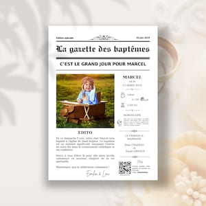 La gazette du baptême - Template & modèle Canva DIY - Journal ...