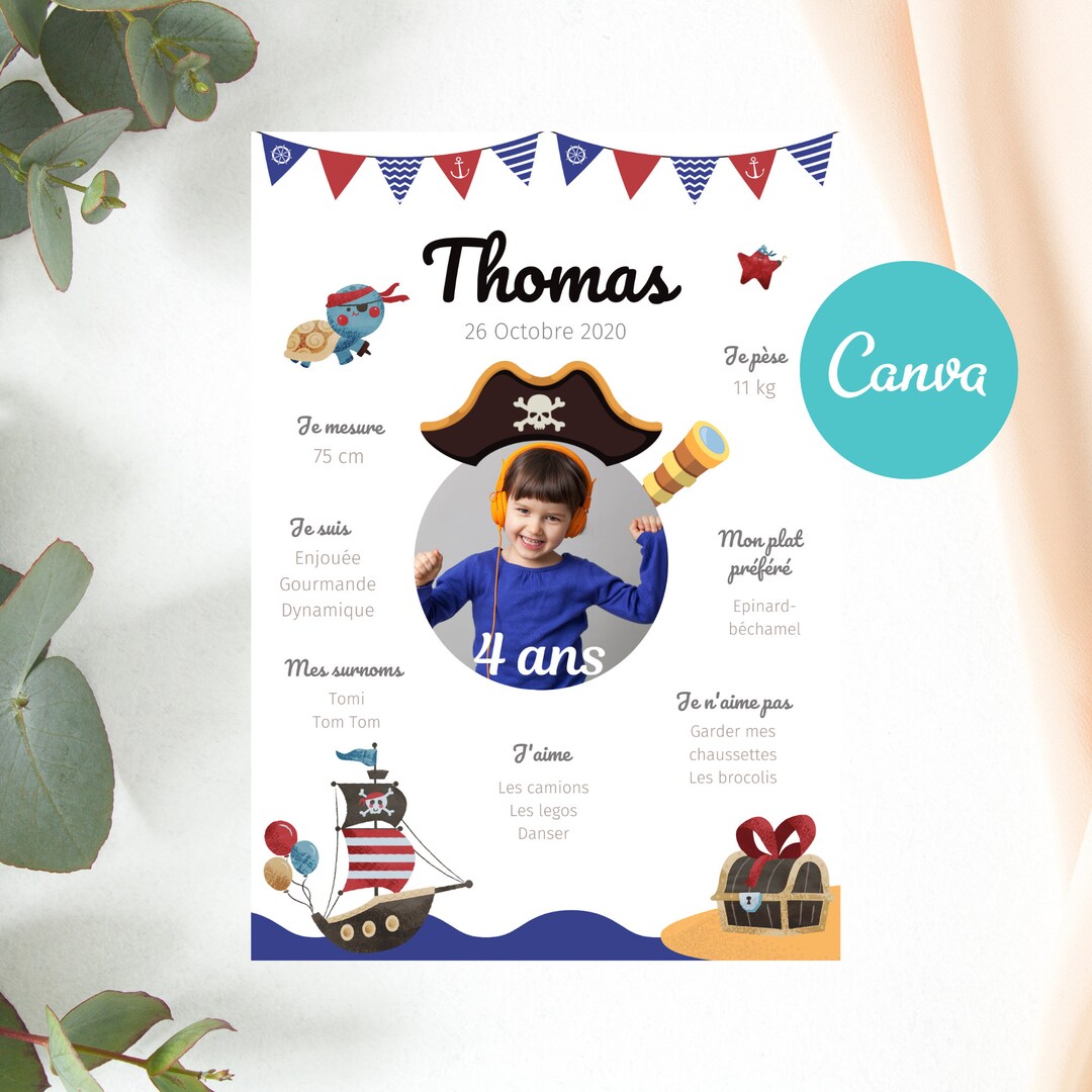 Personalized Pirate Birthday Poster DIY Pirate Birthday Decoration ...