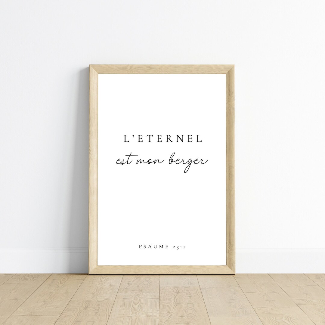 The Lord is My Shepherd Poster - Psalm 23:1 - Bible Verse in French ...
