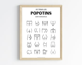 Affiche humour WC - affiche ici tous les culs sont permis- fichier numérique A2/A3/A4/A5/50x70 ...