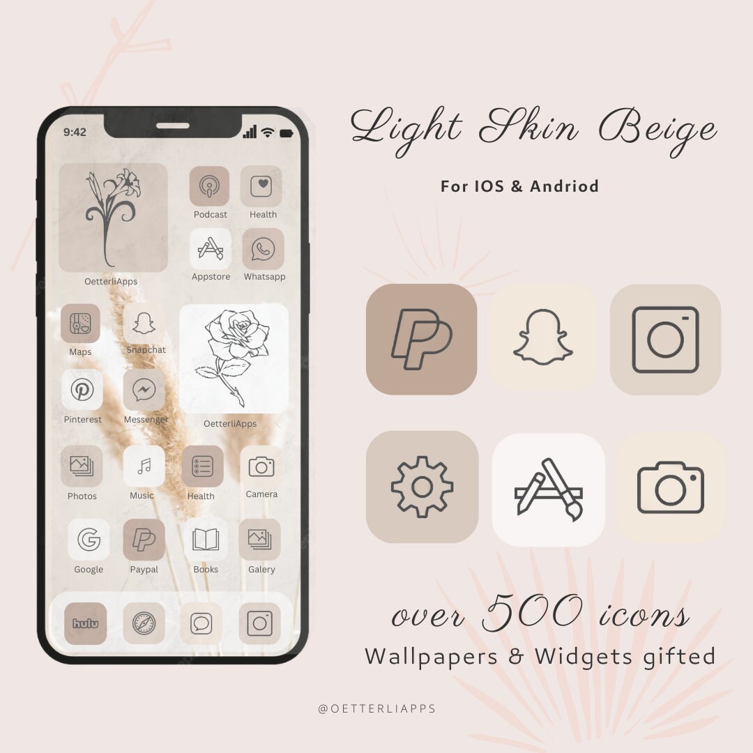 Light Skin Beige iPhone Icon Set | 500 Icons With Wallpapers and ...