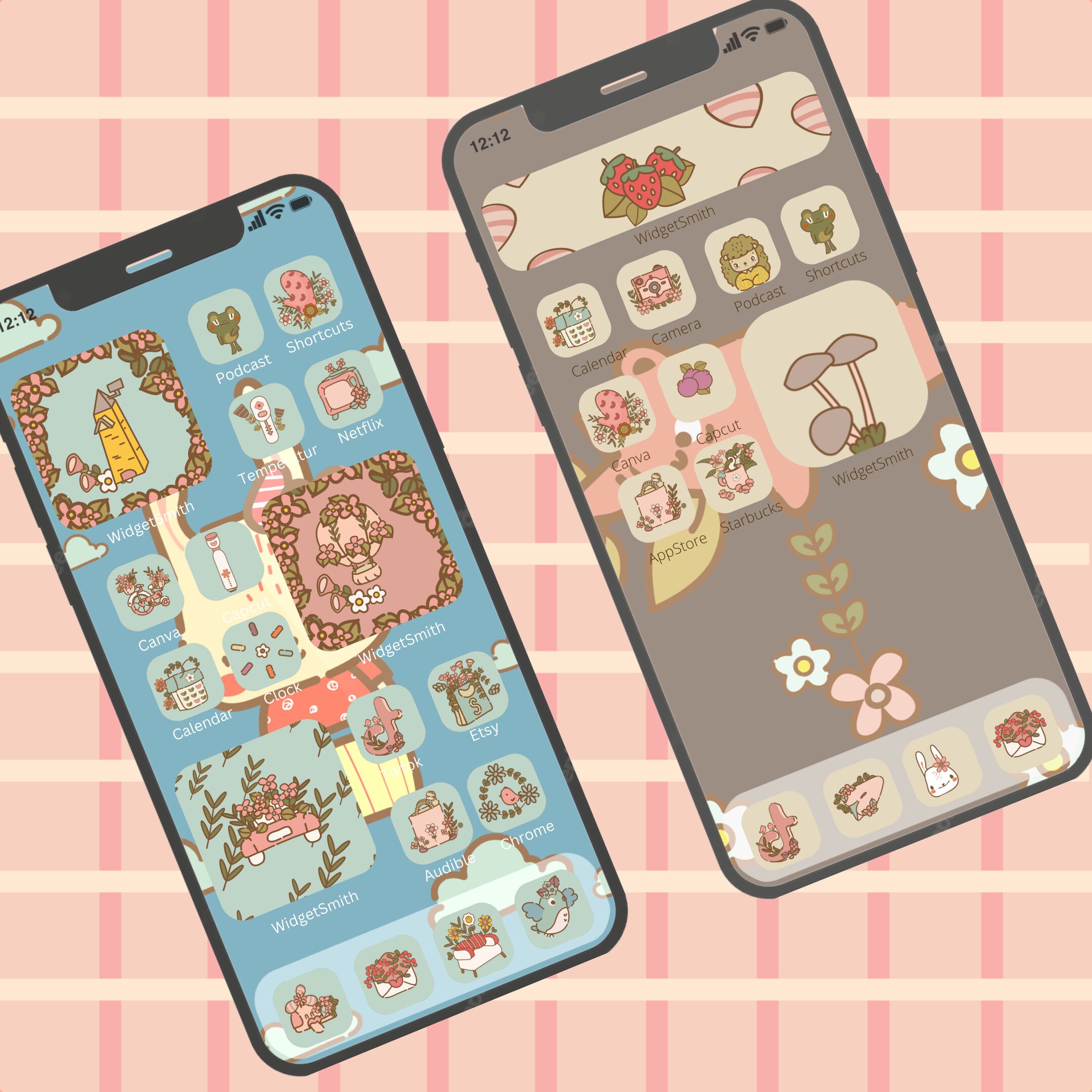 Handdrawn Cottagecore iPhone Icon Bundle 400 Icons With Wallpapers and ...