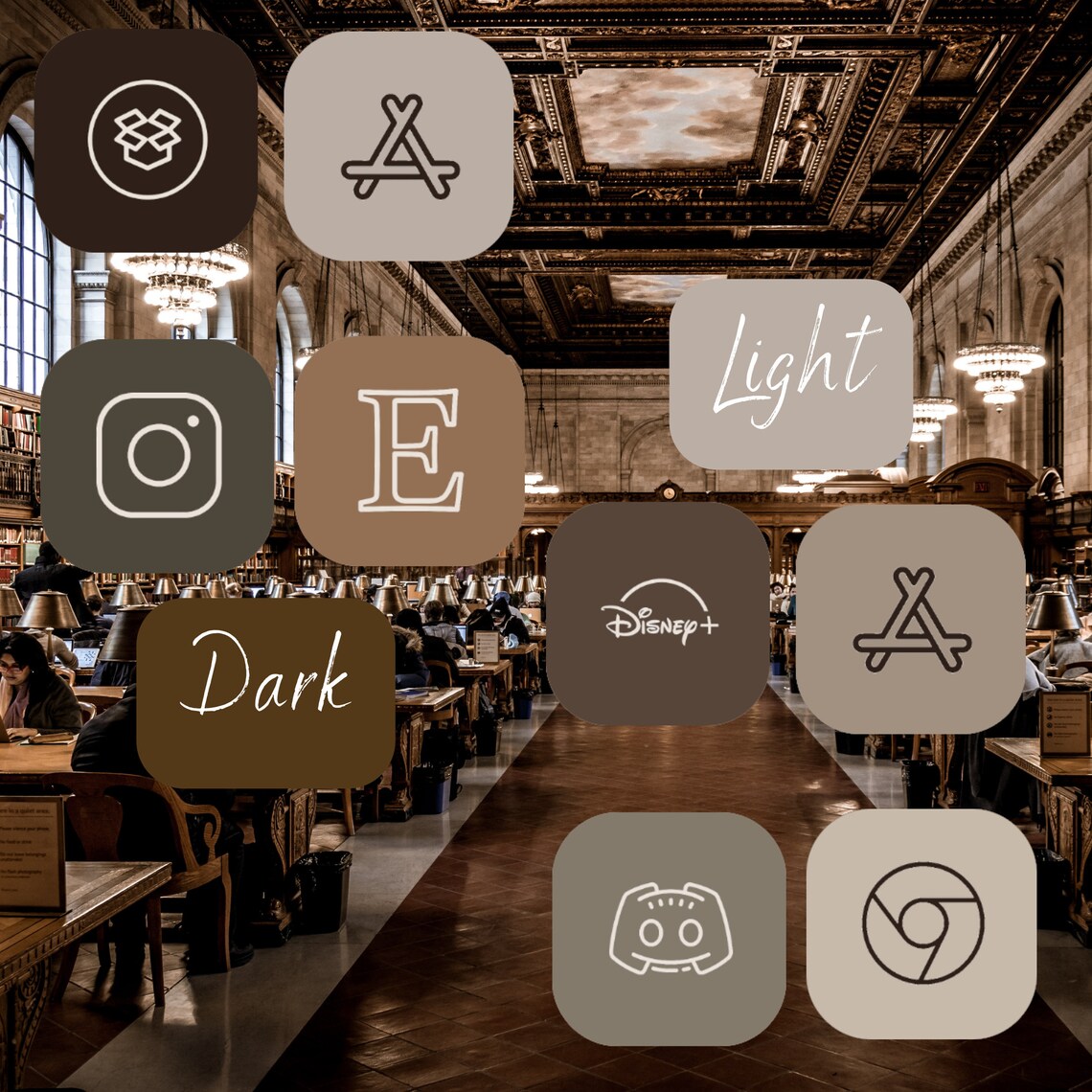 Dark & Light Academia Aesthetic iPhone Icon Bundle | Icons With ...