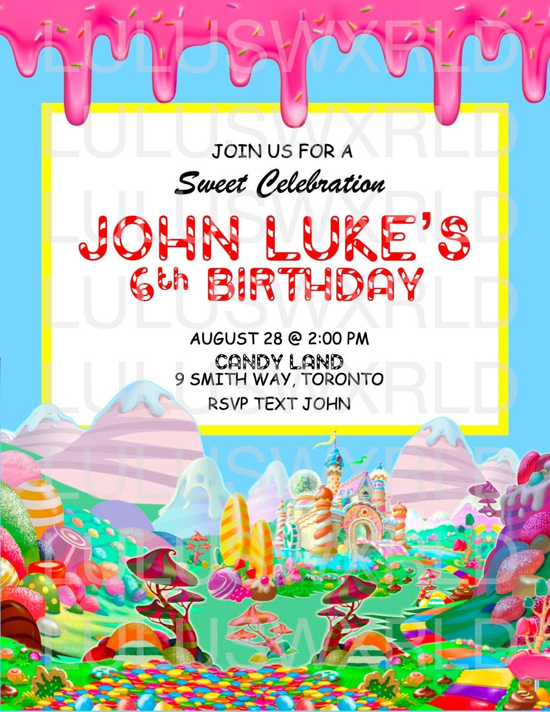 Candyland Birthday Invitation - Etsy