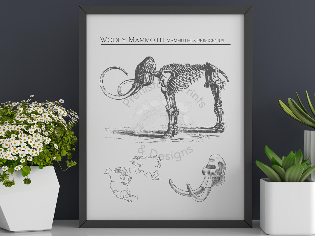 Mammoth Wall Art - Printable Prehistoric Fossil Paleoart for History ...