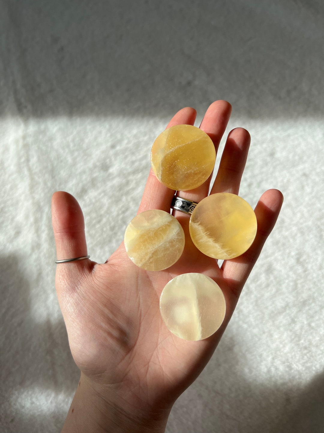 Honeycomb Calcite Crystal Coin Calcite Yellow Calcite Palmstone Mini ...