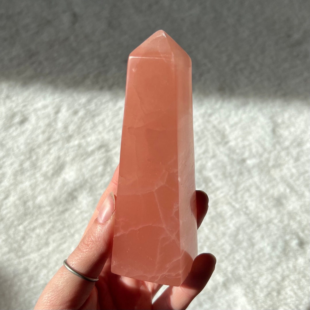 Rose Calcite Crystal Tower Rose Calcite Obelisk Pink Calcite Tower Red ...