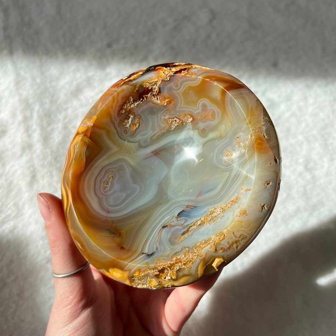 Agate Crystal Bowl Banded Agate Crystal Dish, Jewelry Trinket Dish - Etsy