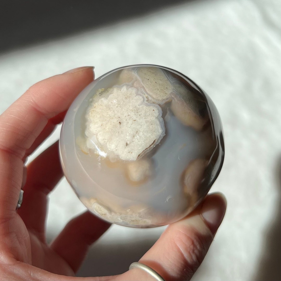 Flower Agate Sphere Cherry Blossom Sakura Agate Sphere Flower Agate ...