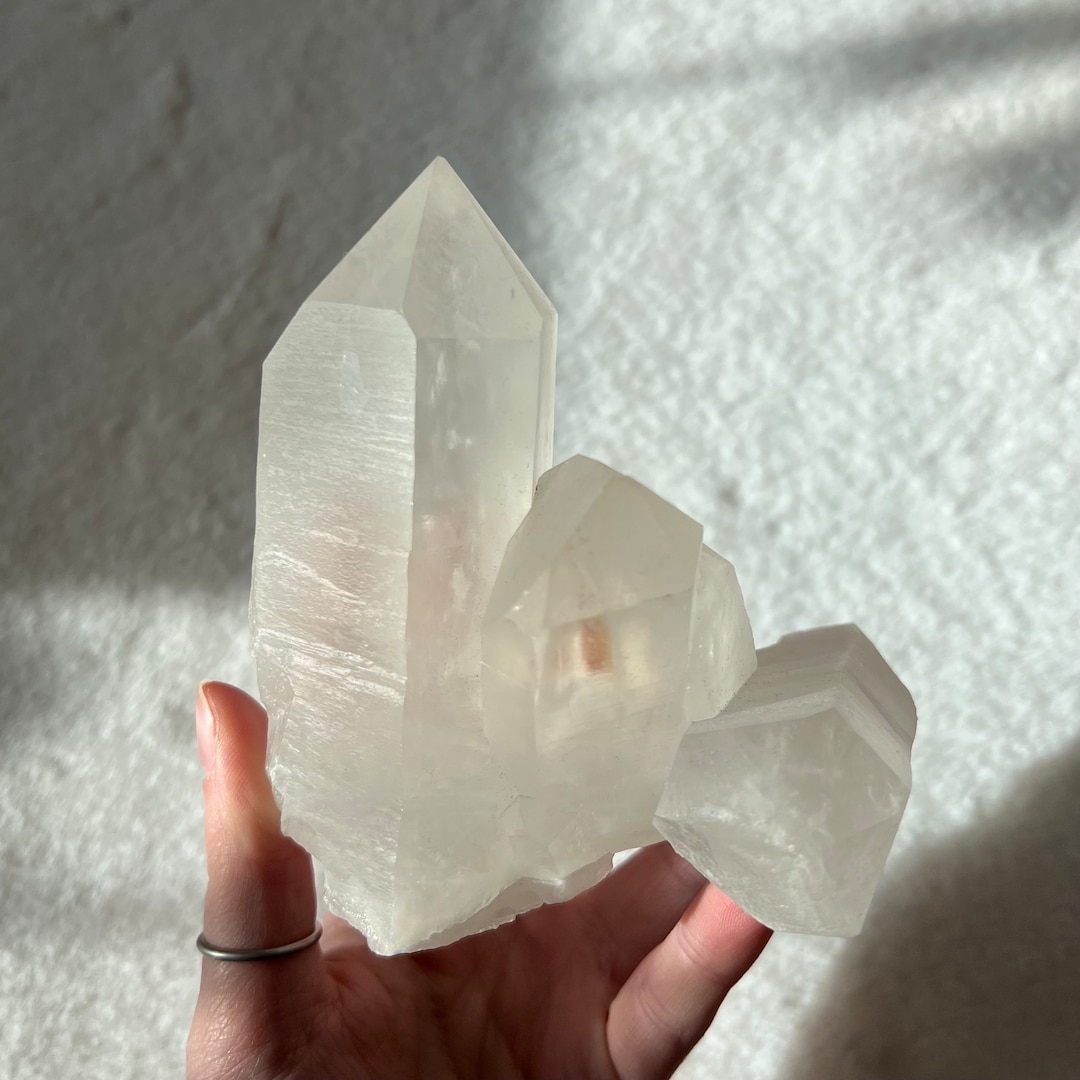 Clear Quartz Cluster Triple Point Metaphysical Healing Gift for Crystal ...