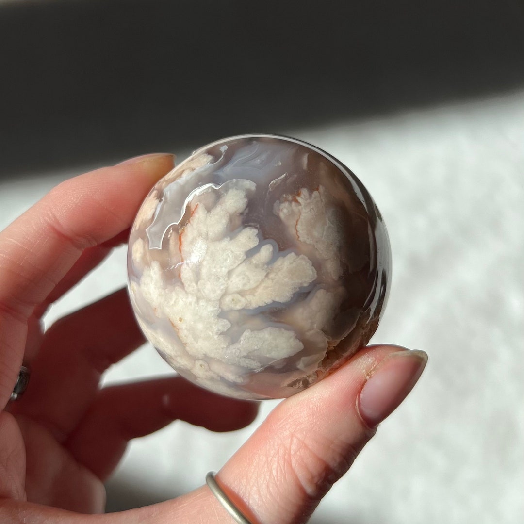 Flower Agate Sphere Cherry Blossom Sakura Agate Sphere Flower Agate ...