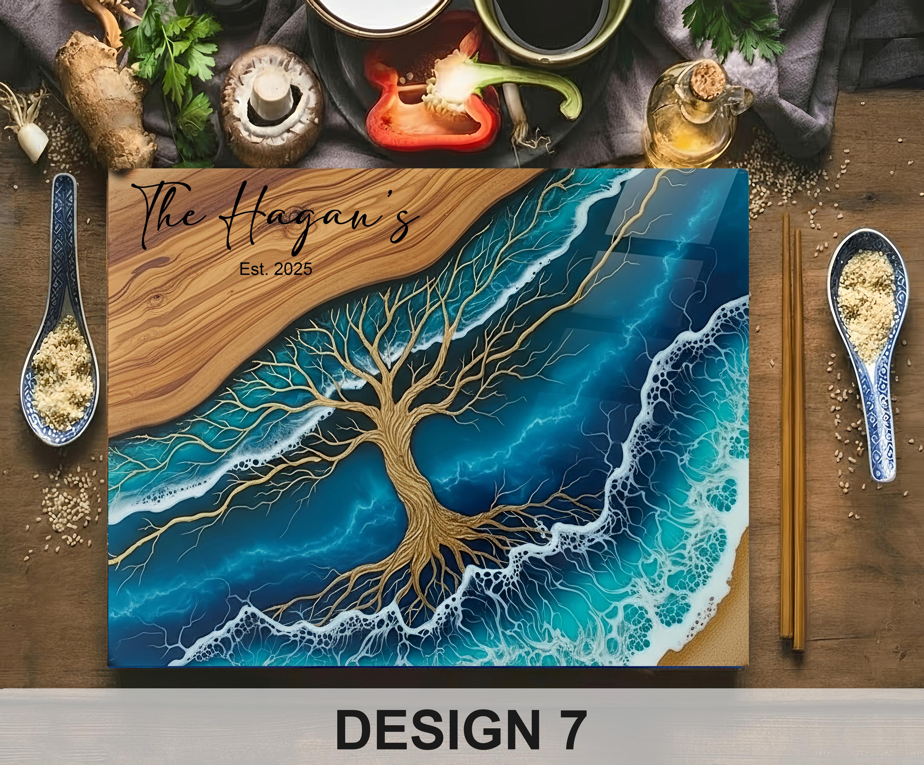 Personalized Glass Charcuterie Board,tree of Life Resin Cutting Board ...