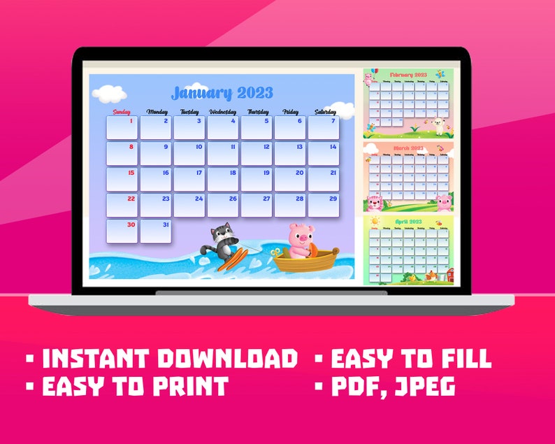 Calendriers imprimables 2023 calendrier d'activités pour - Etsy France