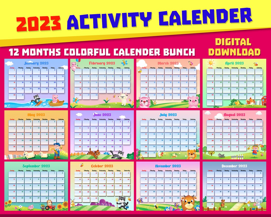 Calendriers imprimables 2023 calendrier d'activités pour - Etsy France