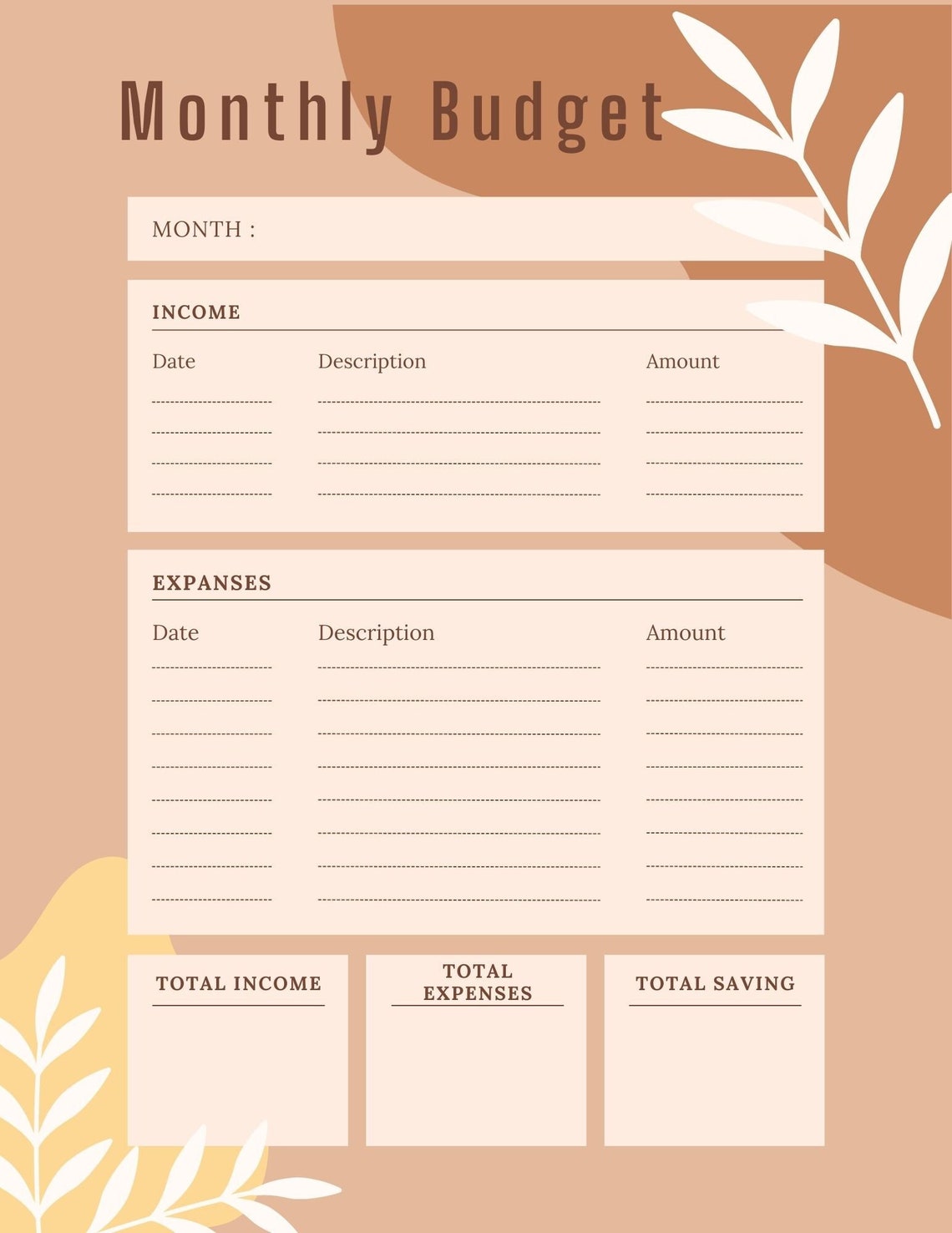Fall Color Aesthetic Budget Planner Template - Etsy