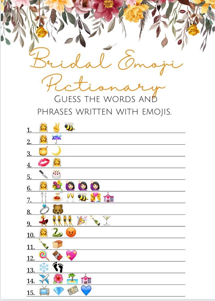 Fall Harvest Bridal Shower Emoji Game - Etsy