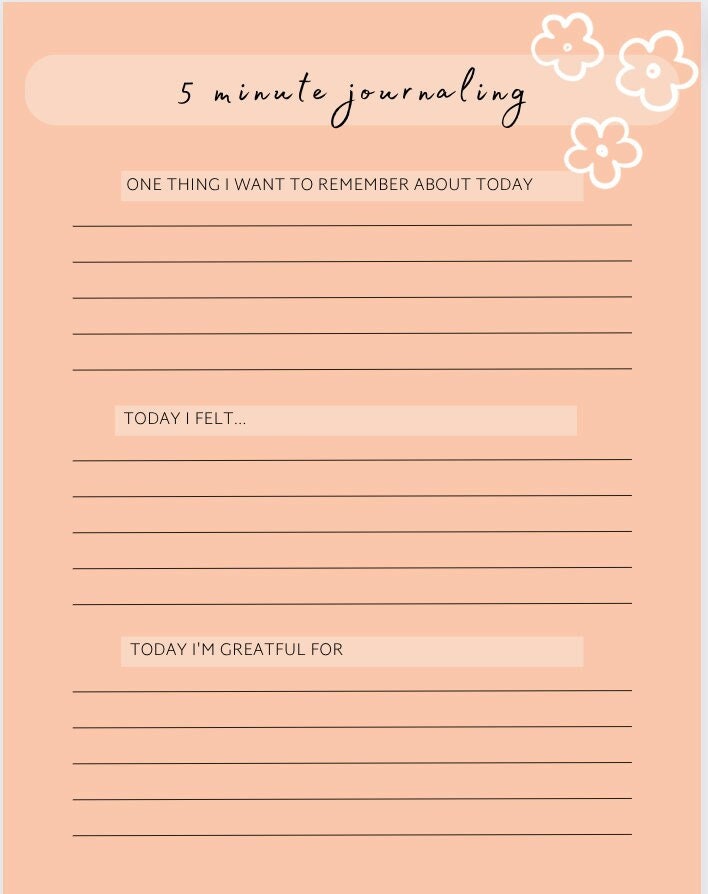 Digital Print - 5 Minute Journaling Prompt - Etsy