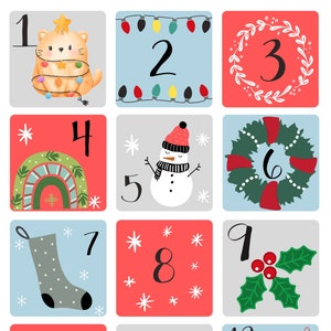 Calendrier De L'avent Noël Advent Calendar Countdown Décompte Printable ...
