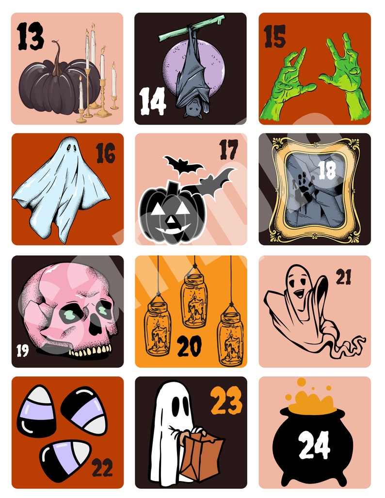 Calendrier De L'avent Halloween Advent Calendar Countdown Décompte ...