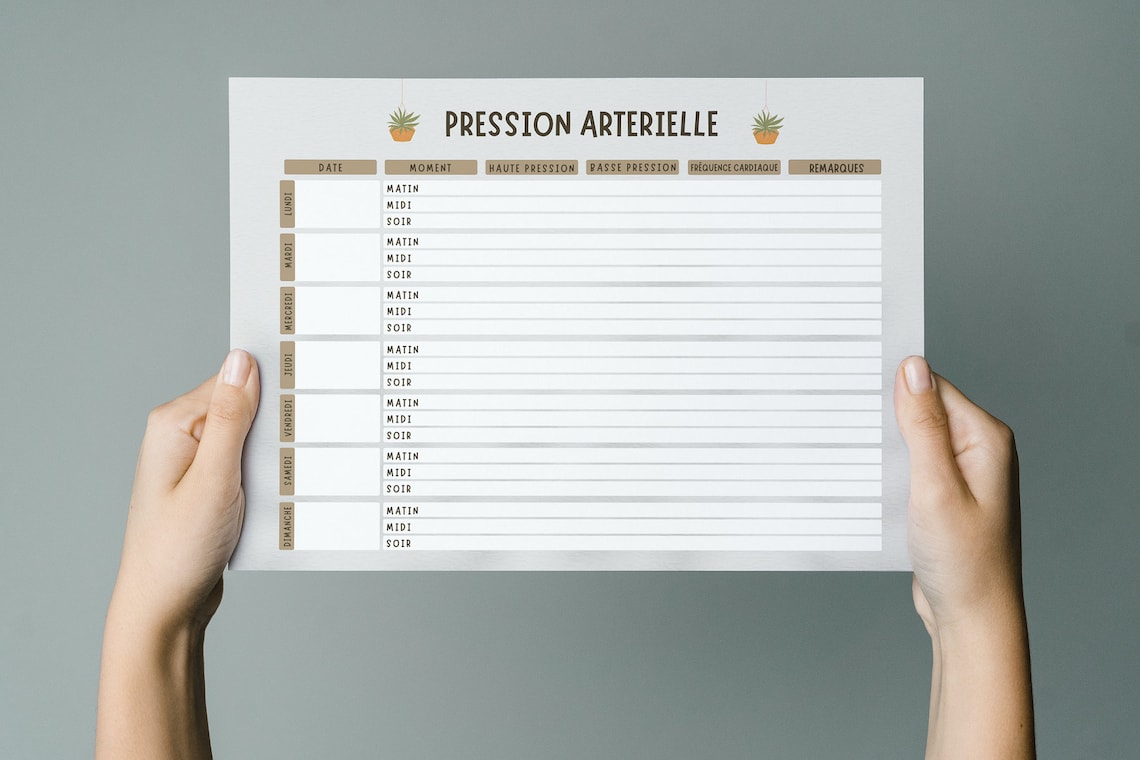 Feuille De Tension Artérielle à Imprimer Pdf Gratuit | Chtoby Pomnili
