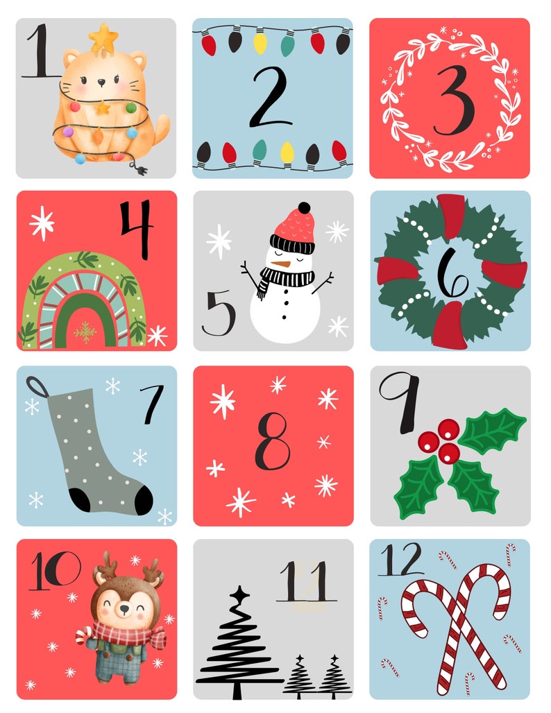 Calendrier De L'avent Noël Advent Calendar Countdown Décompte Printable ...