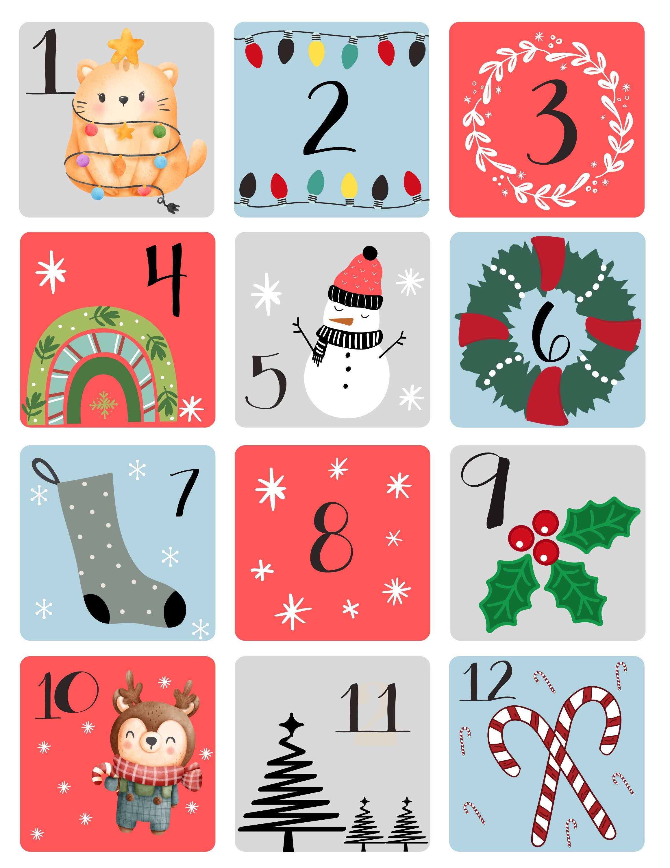 Calendrier De L'avent Noël Advent Calendar Countdown Décompte Printable ...