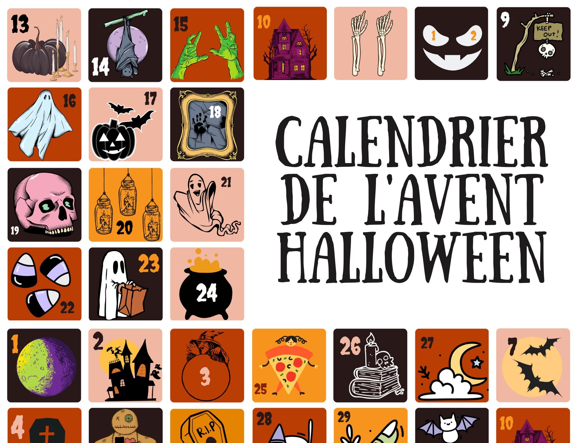 Calendrier De L'avent Halloween Advent Calendar Countdown Décompte ...