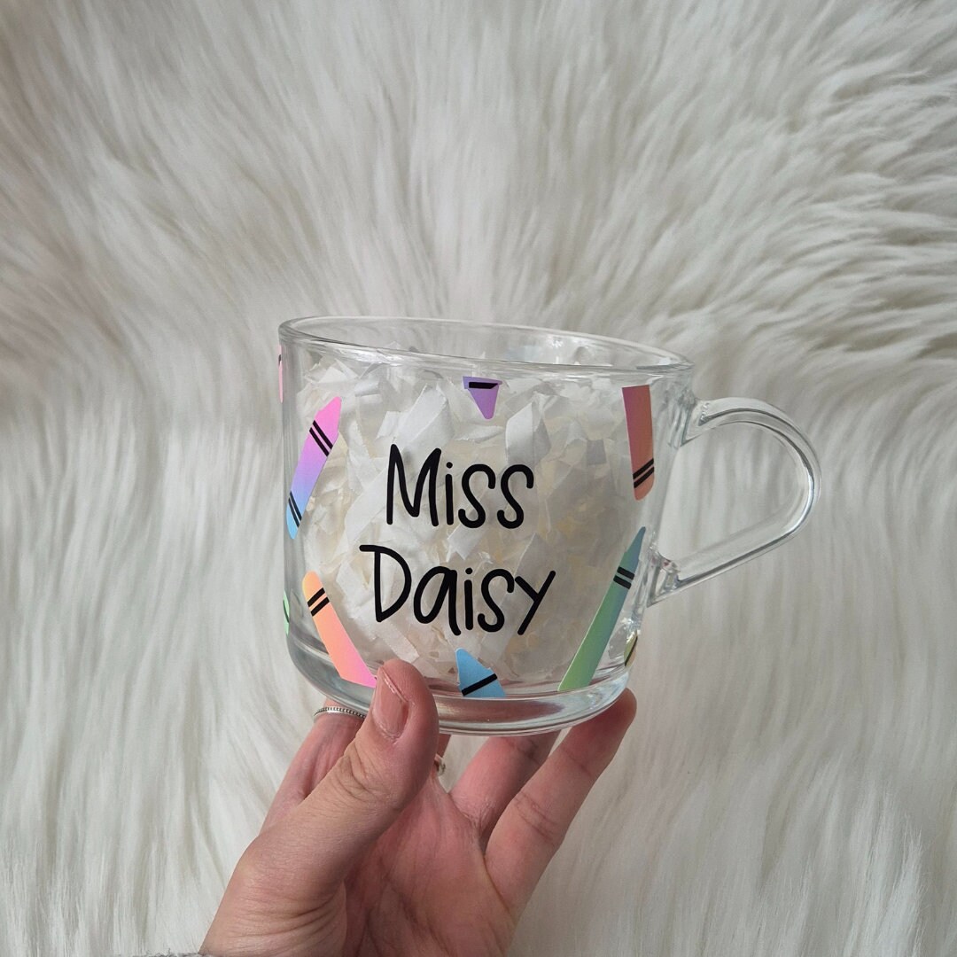 Teacher Crayon Mug | Teacher Appreciation | Teacher Name Personalised ...