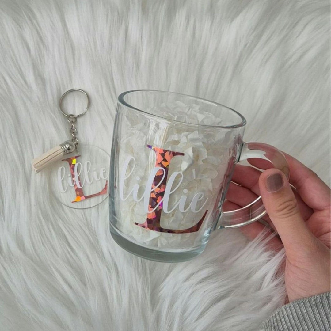 Personalised Initial & Name Glass Mugs | Personalised Glass Mug With ...