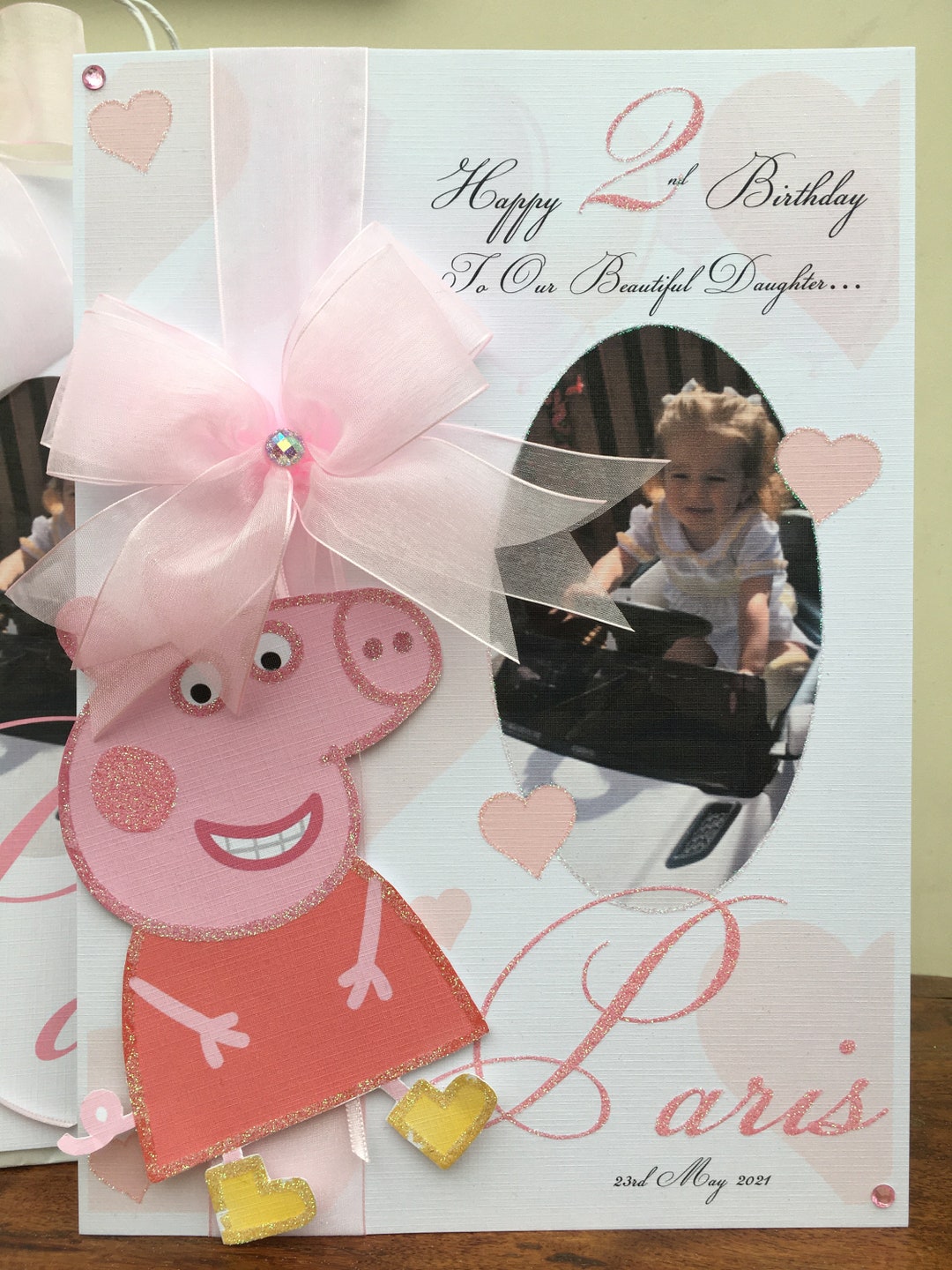 Ribbon & Bow Peppa Pig Photo Card - Etsy