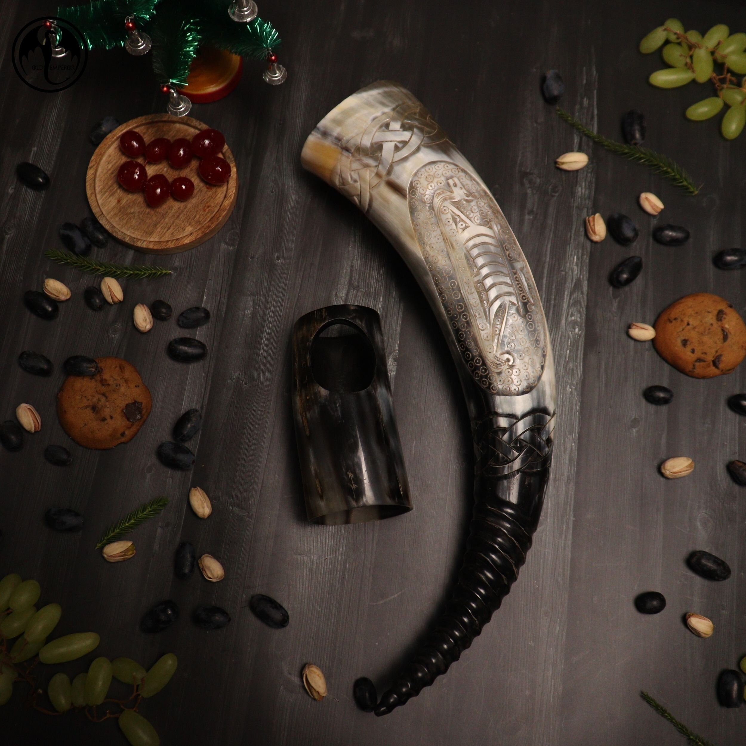 Genuine Viking Drinking Horn Norse Horn With Stand Handmade, Carved ...