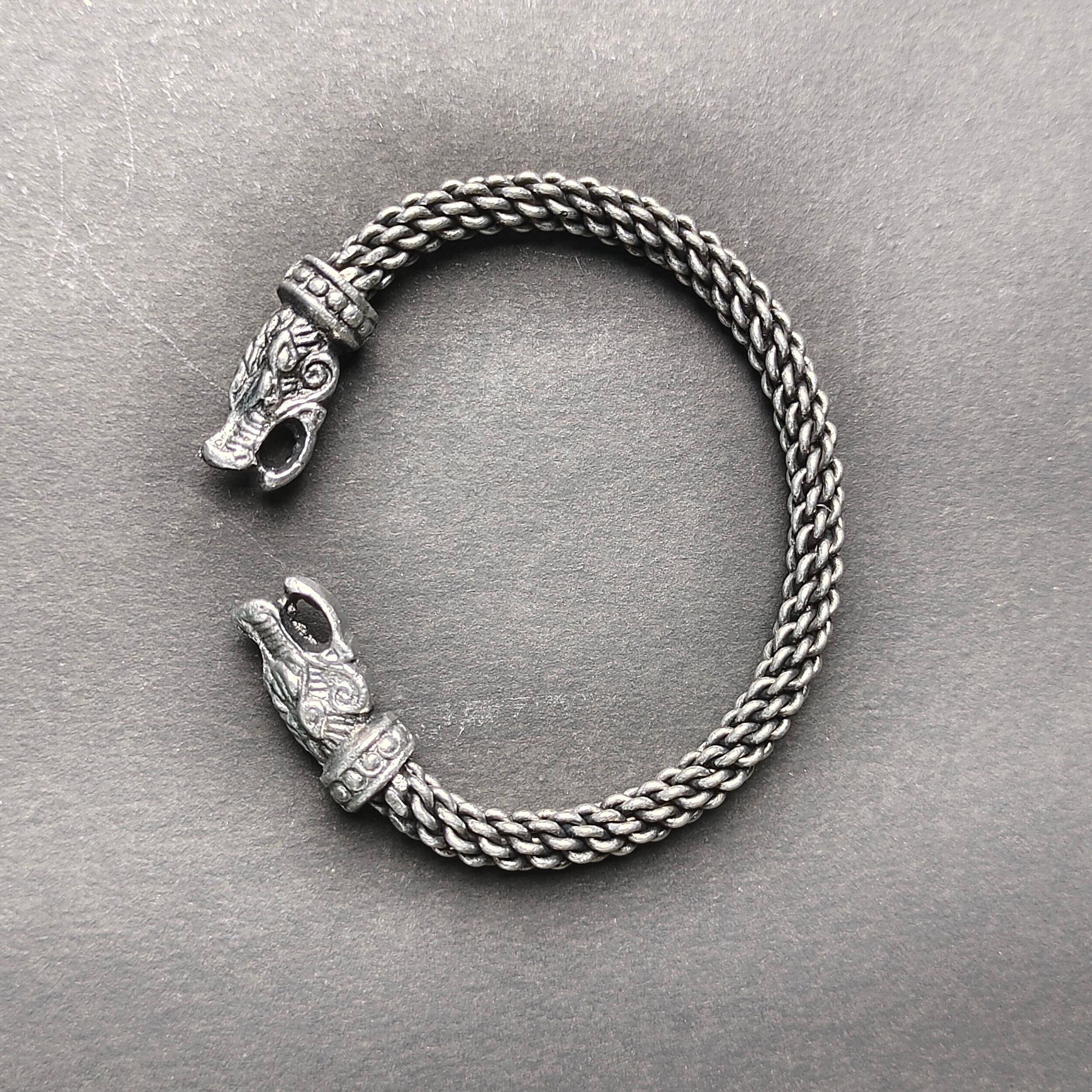 Viking Bracelet fenrir Wolf Head Torque Norse Jewelry Nordic Armring ...