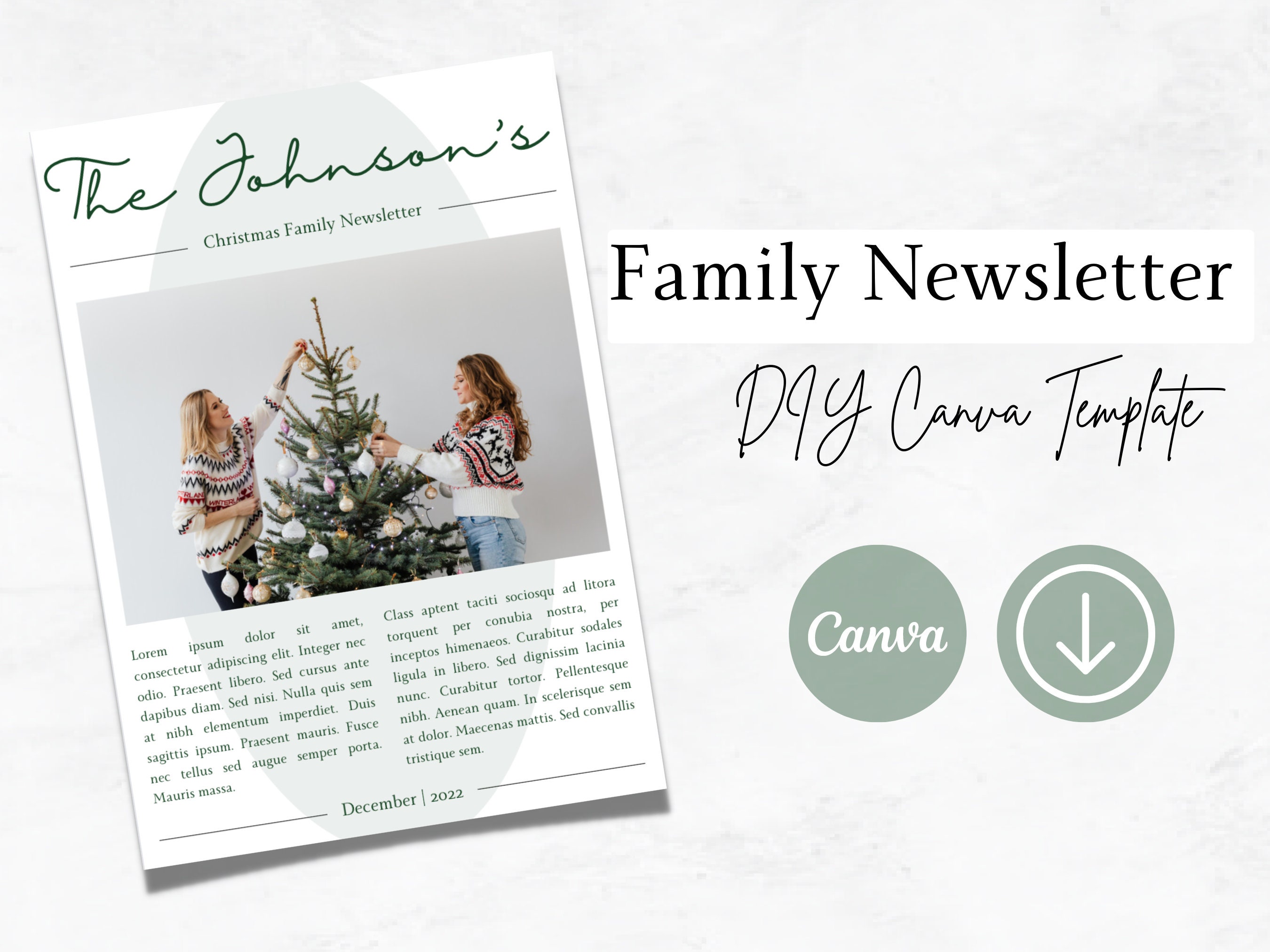 Family Newsletter Template | Canva Template | Minimal Design ...