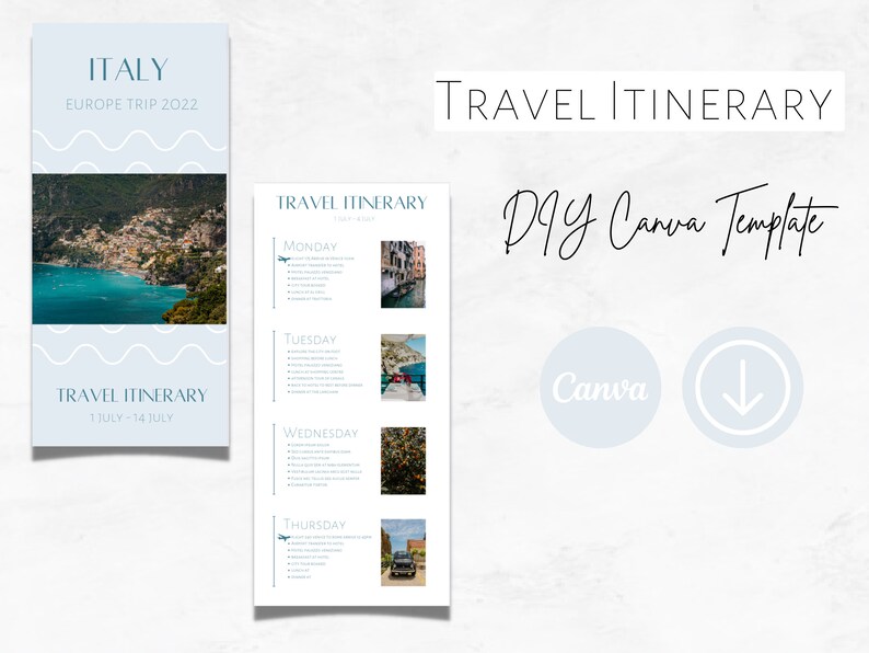 Travel Itinerary Mobile Template Travel Planner Canva - Etsy