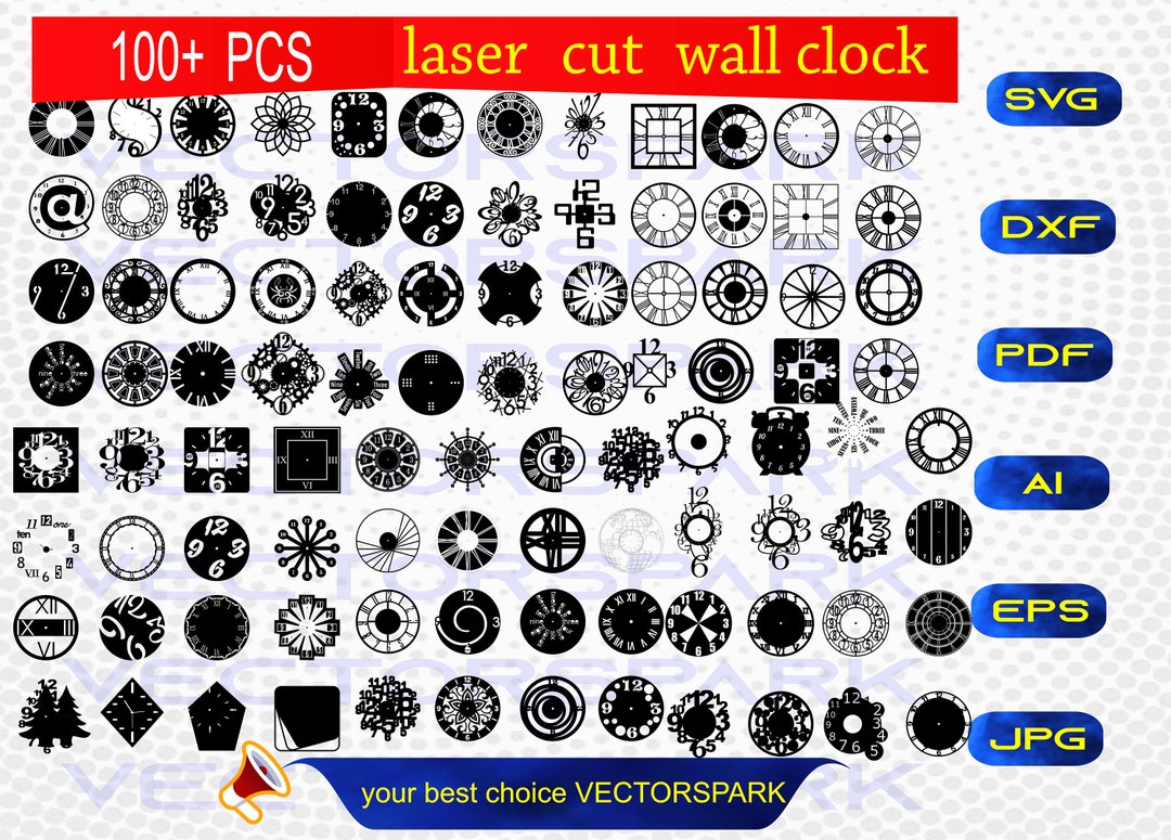 100 Wooden Wall Clock Dxf100 Wooden Wall Clock Svg File for - Etsy