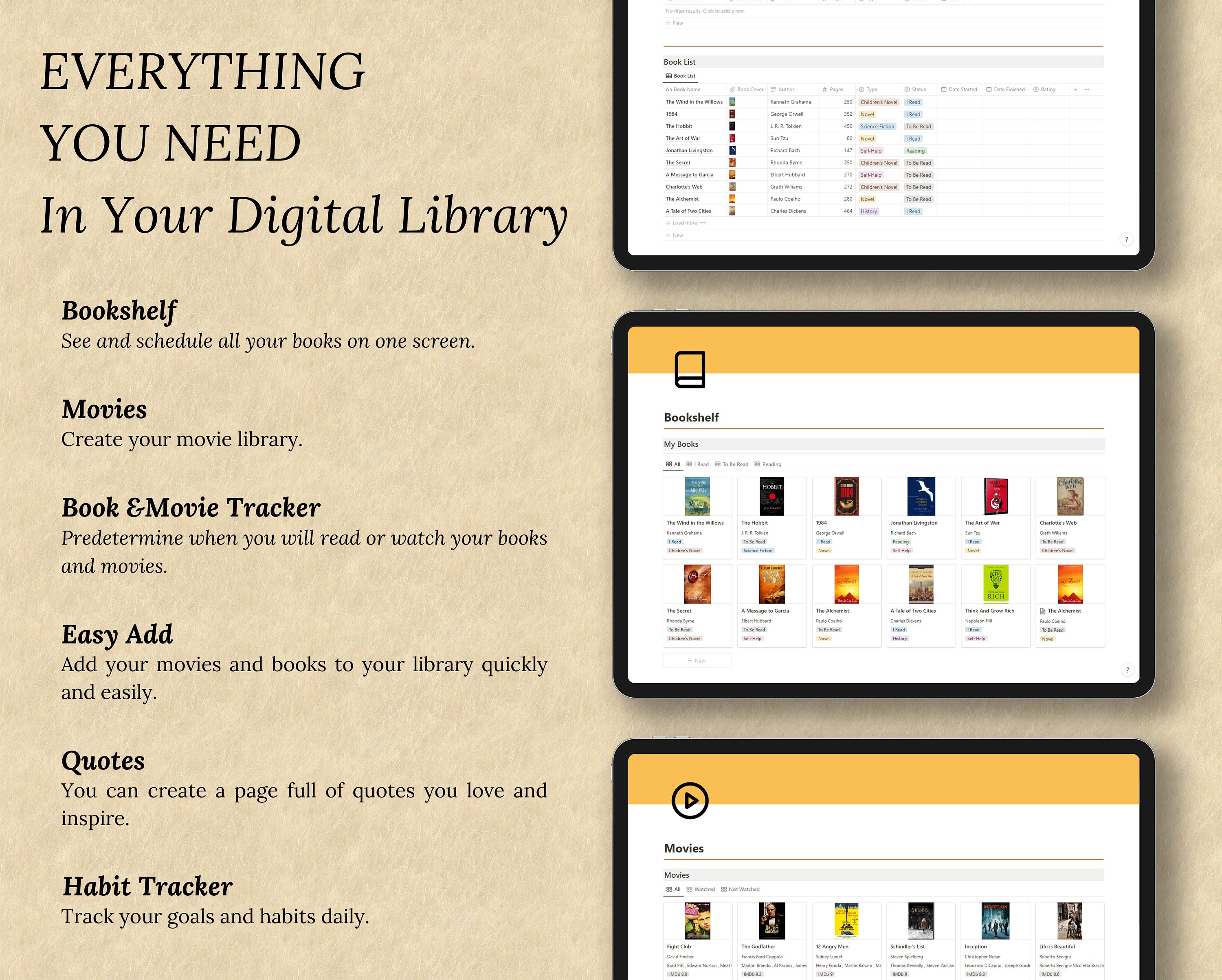 Notion Reading Journal Notion Library Manager Notion Reading Planner Notion Book Tracker