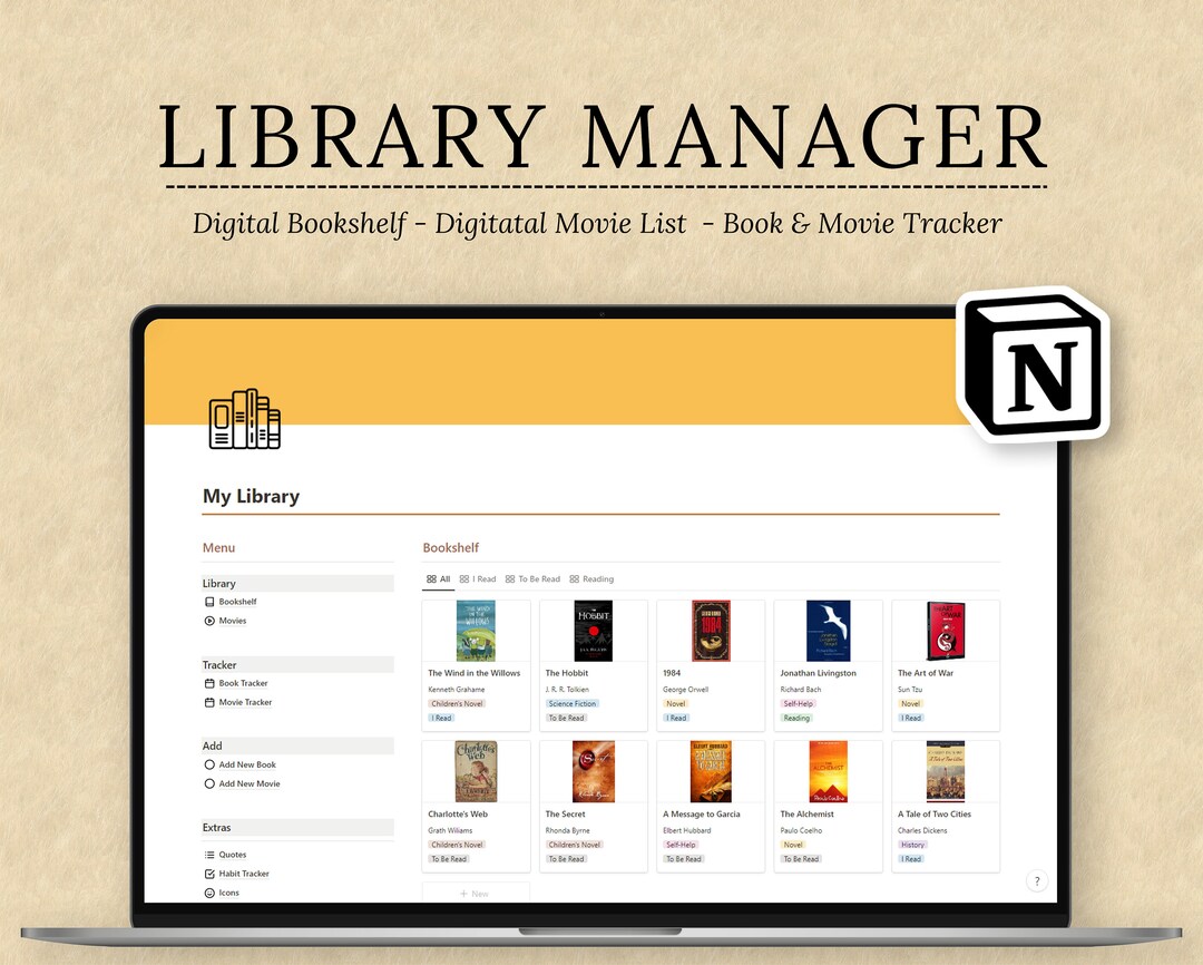 Notion Reading Journal Notion Library Manager Notion Reading Planner Notion Book Tracker