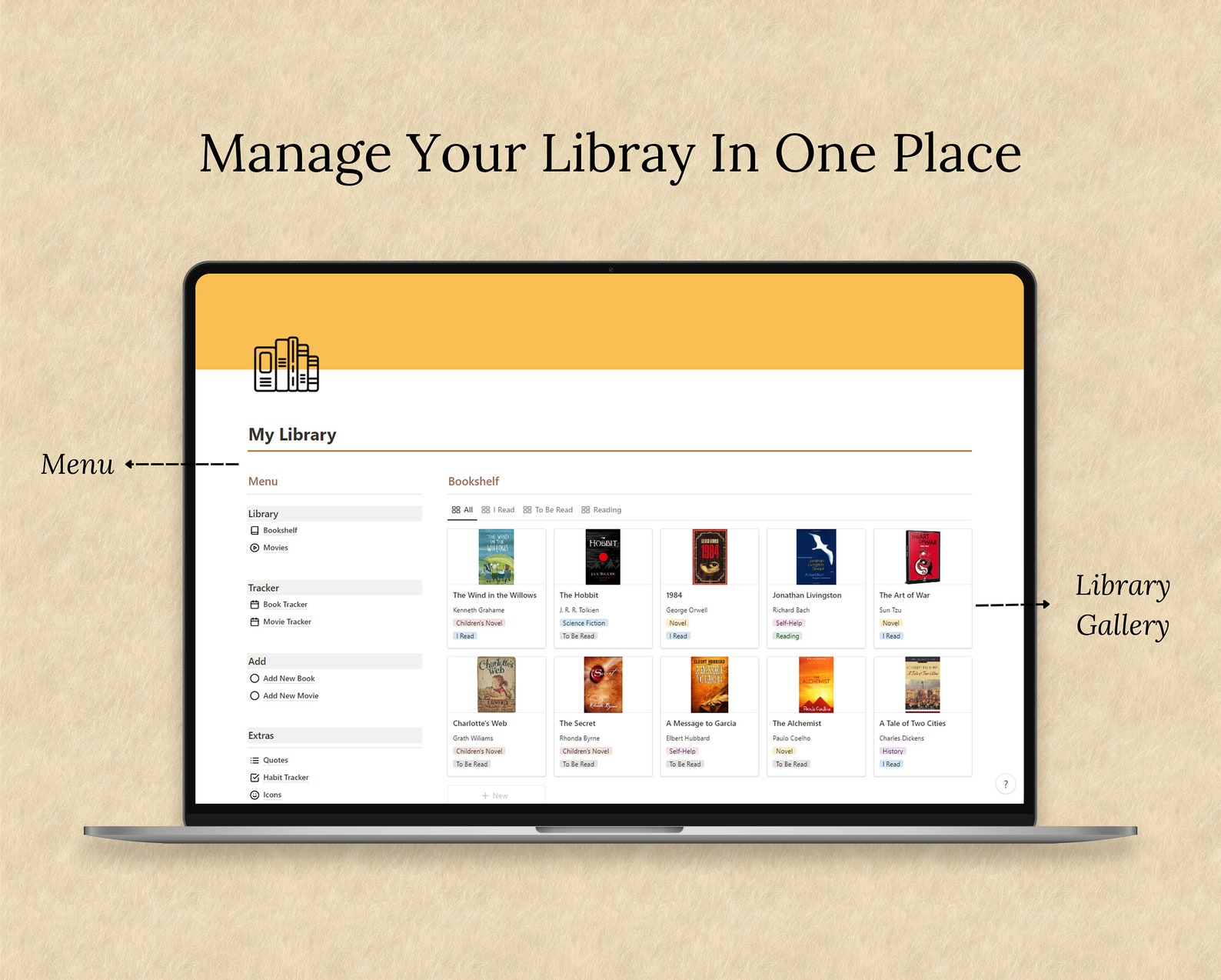 Notion Reading Journal, Notion Library Manager, Notion Reading Planner ...