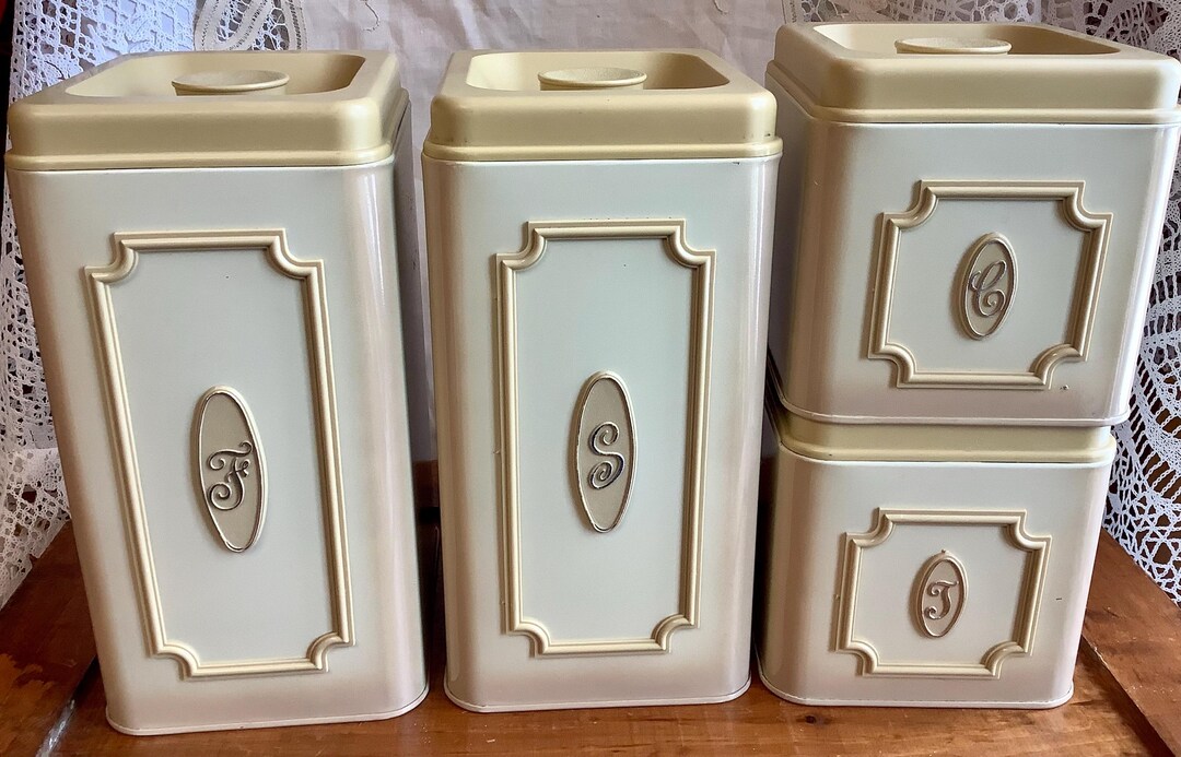 Ecko Canada Set of 4 Retro Metal and Bakelite Canisters Flour, Sugar ...