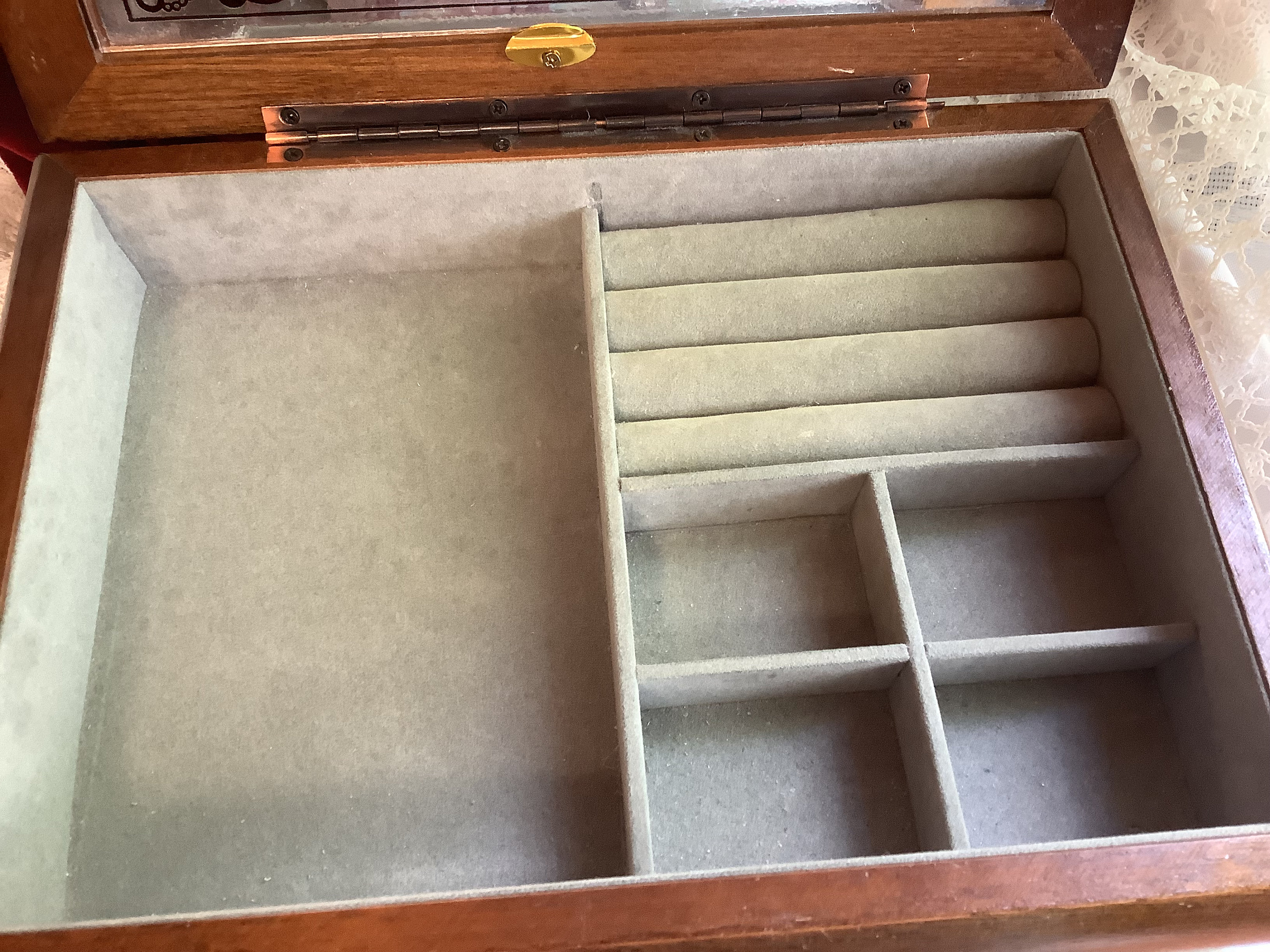 Wooden Powell Jewellery Box With Glass Mirrored Inlay Clipper - Etsy