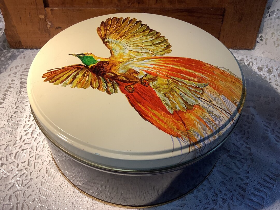 Vulcan Bird of Paradise Fruitcake Tin Metal Container Mchutchions ...