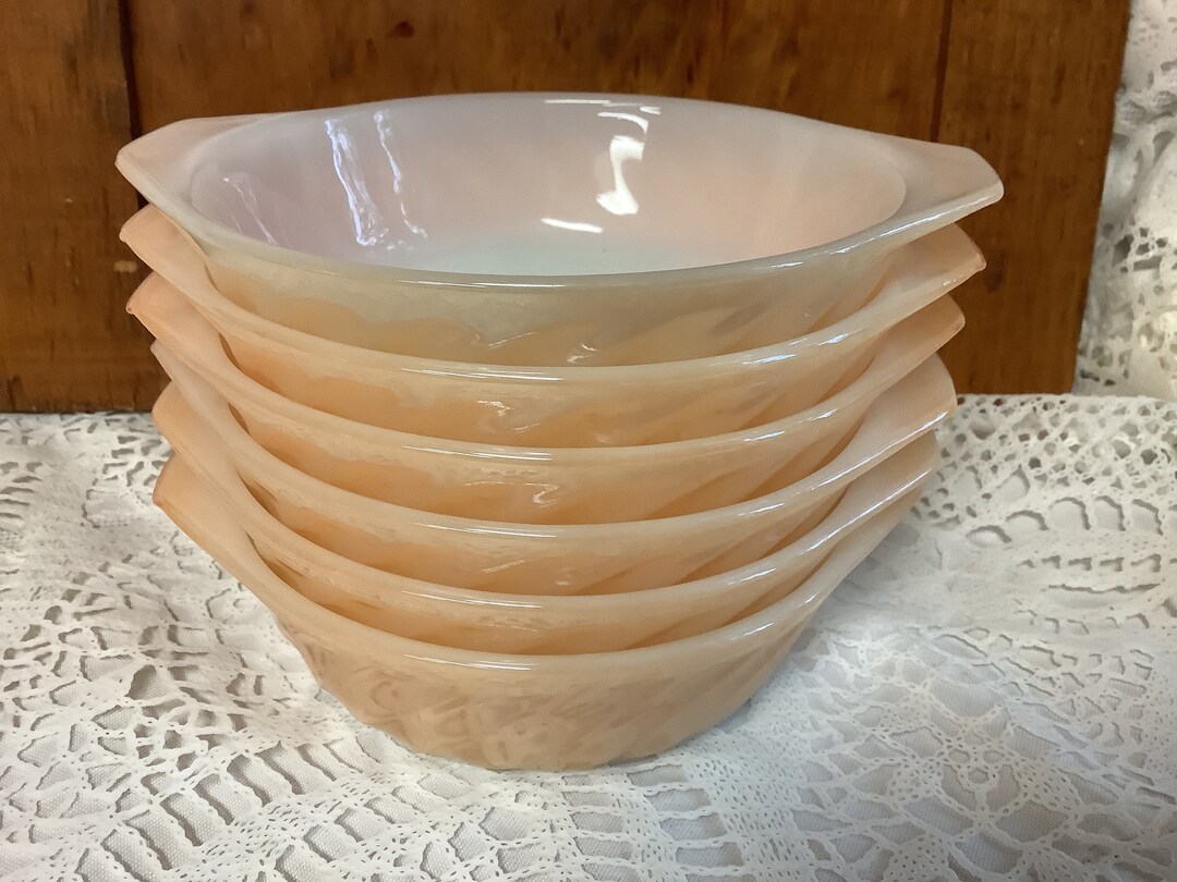 Set of 6 Anchor Hocking Fire King Ovenware Peach Lustre Swirl Small ...