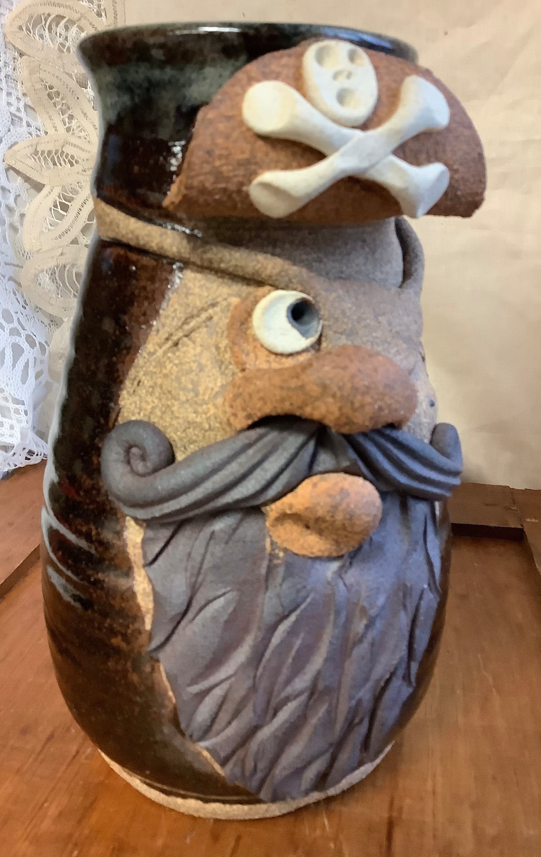 Robert Eakin Large Hand Made Pottery Pirate Mug Stein Collectible ...
