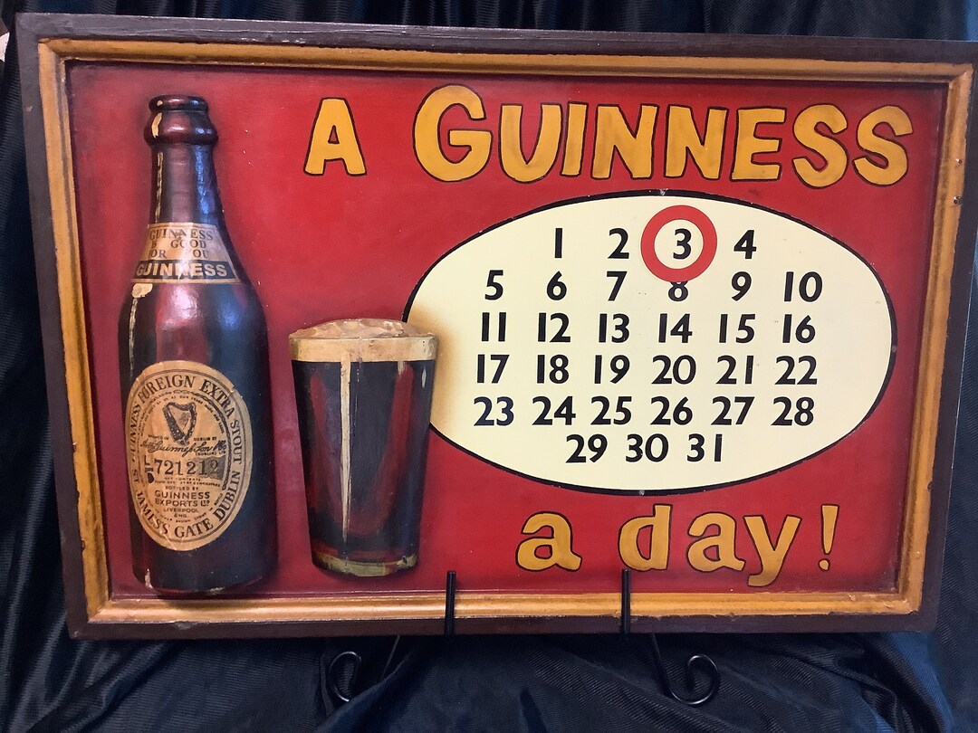 Wooden Guinness Sign A Guinness a Day With Magnetic Inlay and Date ...