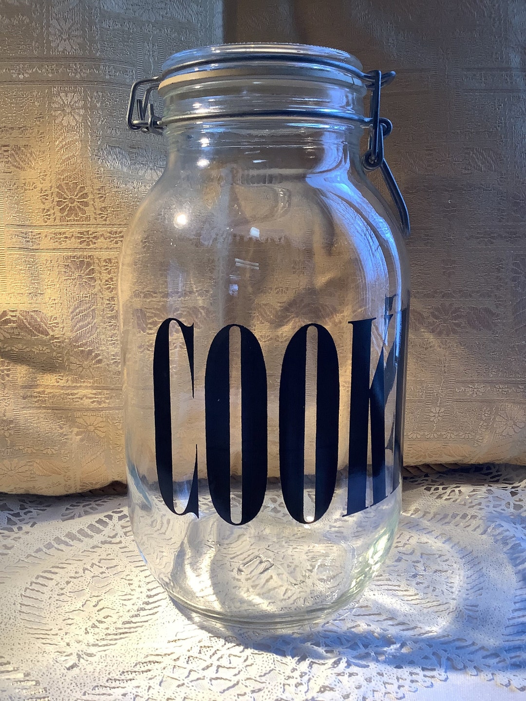 Beautiful Clear Glass Triomphe France 3 Litre Cooke Jar With Sealing ...