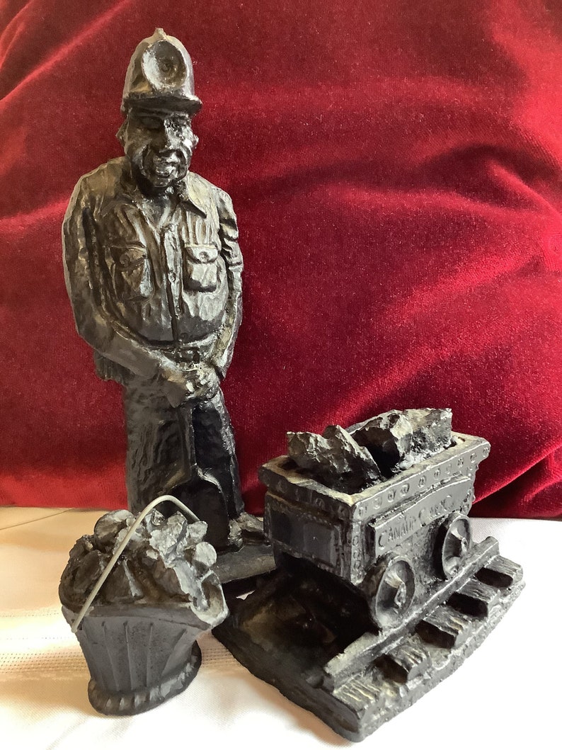 Hand Carved Pressed Canadian Coal Miner Figurine With Shovel - Etsy