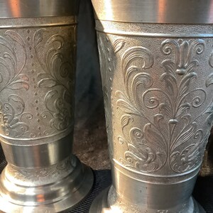 Set of 2 Zinn Etain 95% Pewter Wine Goblets Glasses German Chalice ...
