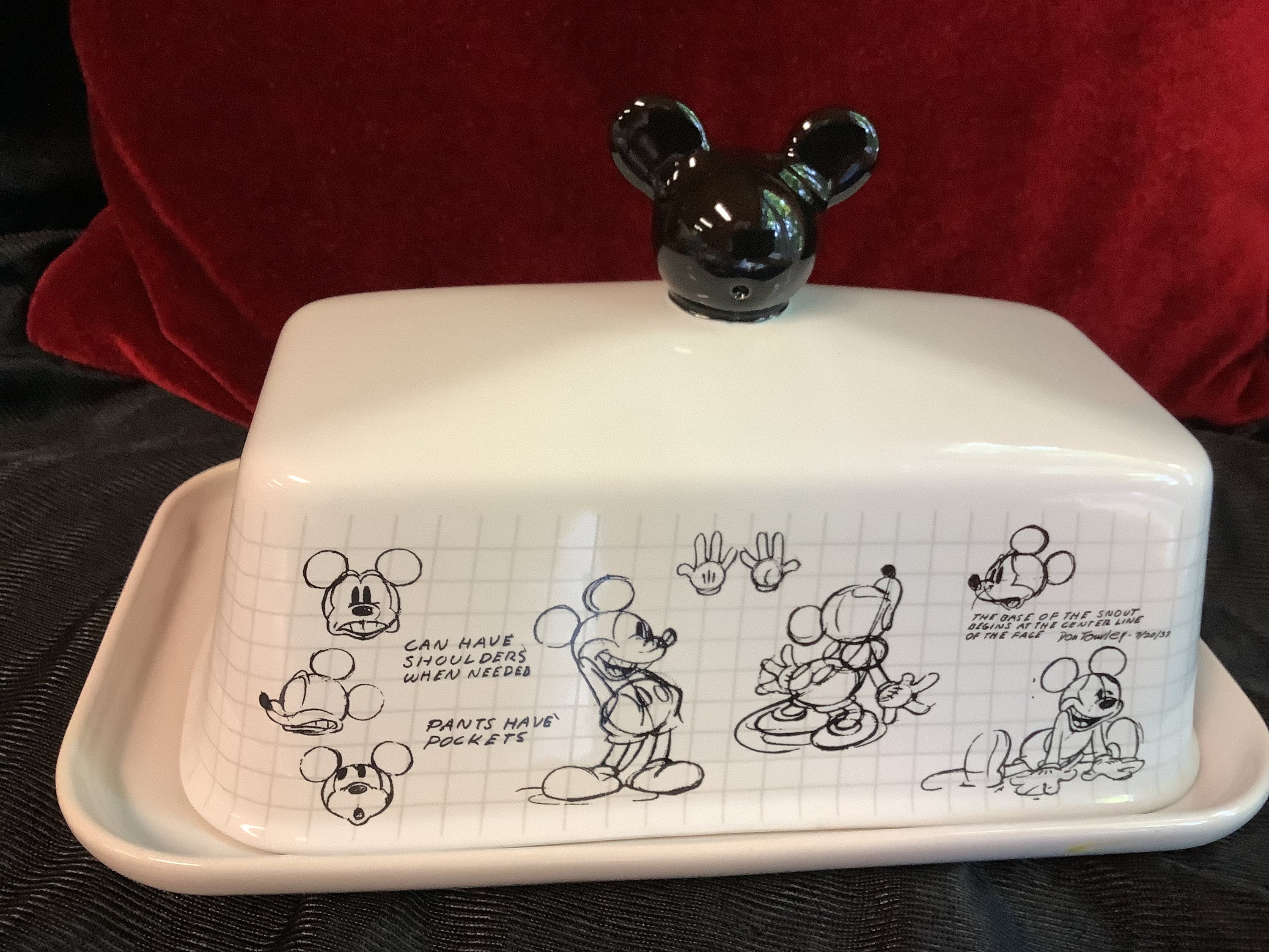 Walt Disney Mickey Mouse Sketches Stoneware 1 Pound Butter Dish Rare ...
