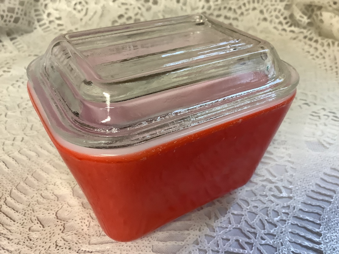 Pyrex 502 Red Small Fridgie Refrigerator Glass Dish With Lid Retro ...